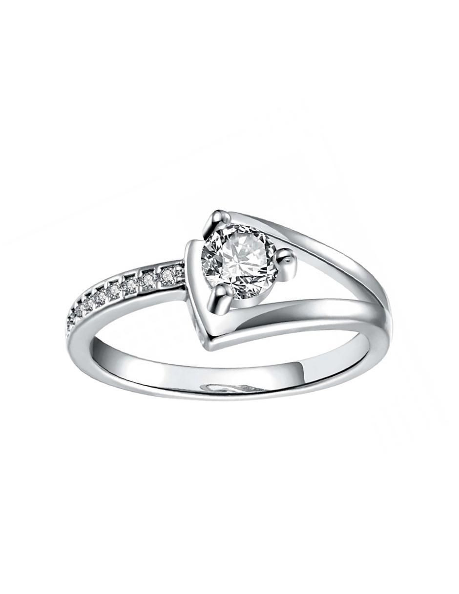 Anillo con gema Ocean Heart Elegant 18 k cristal baño de oro blanco